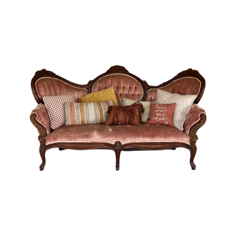 Antique Pink Victorian Couch - Cat Haus Collective